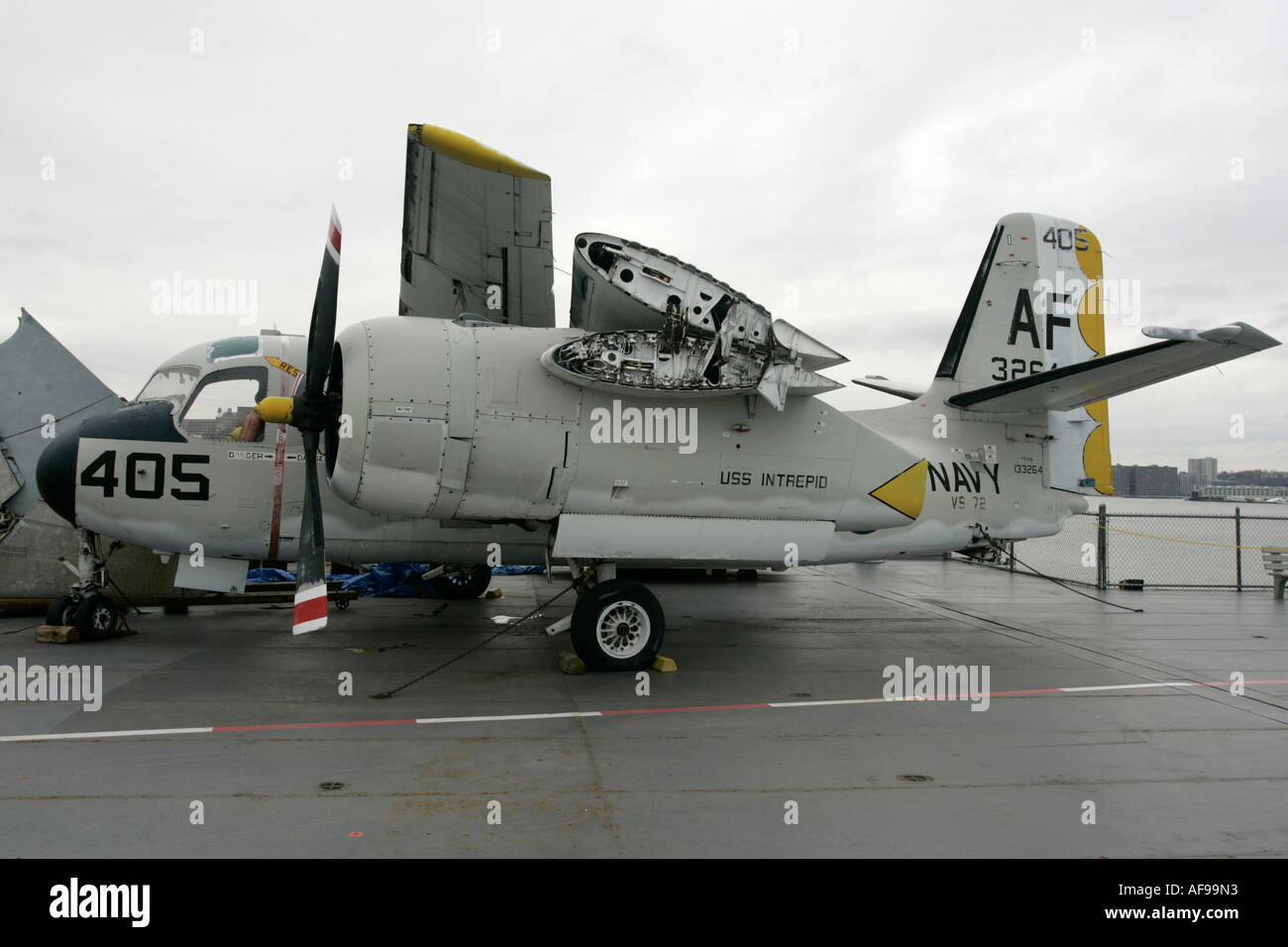 Grumman TS 2 Tracker on display on the flight deck of the USS Intrepid ...