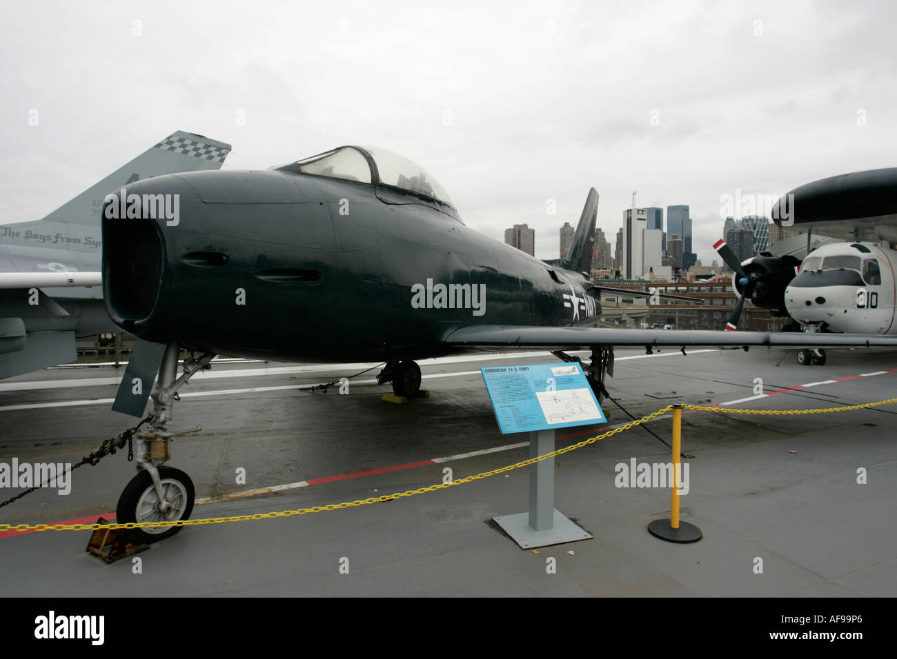 North American FJ 3 Fury on display on the USS Intrepid flight deck at ...