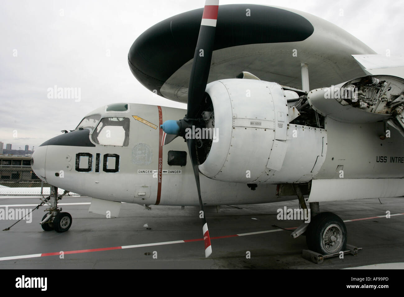 Grumman E 1B Tracer on display on the flight deck of the USS Intrepid ...