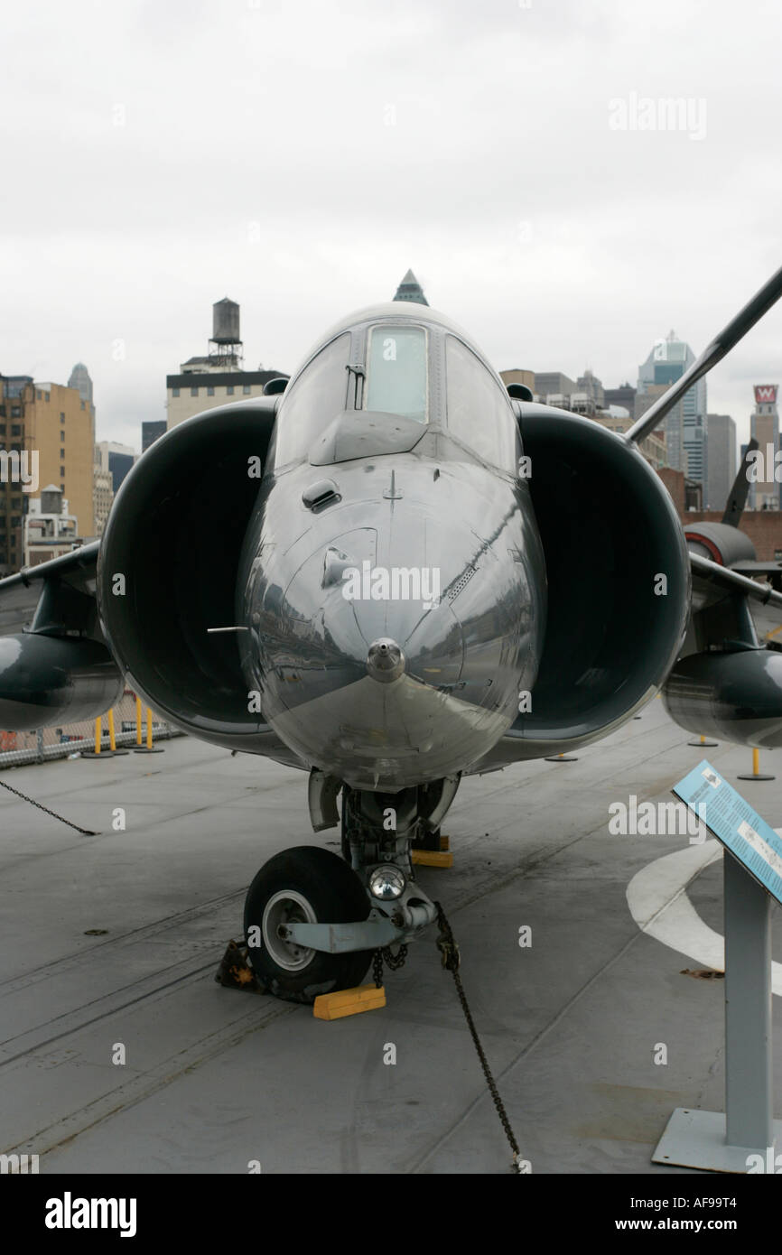 Hawker Siddeley AV 8C Harrier on display on the flight deck at the ...