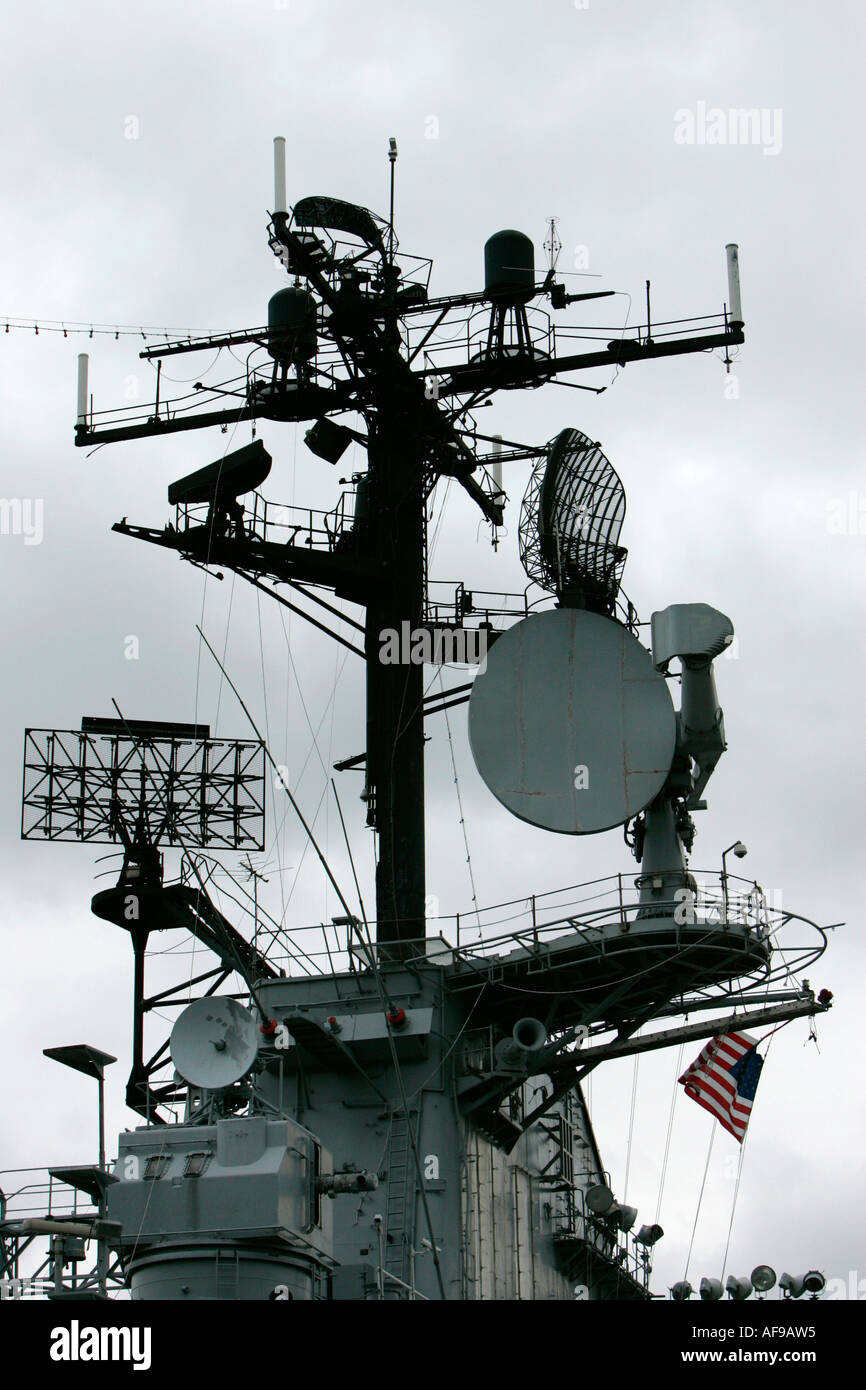 Bridge and flight deck island on the USS Intrepid at the Intrepid Sea ...