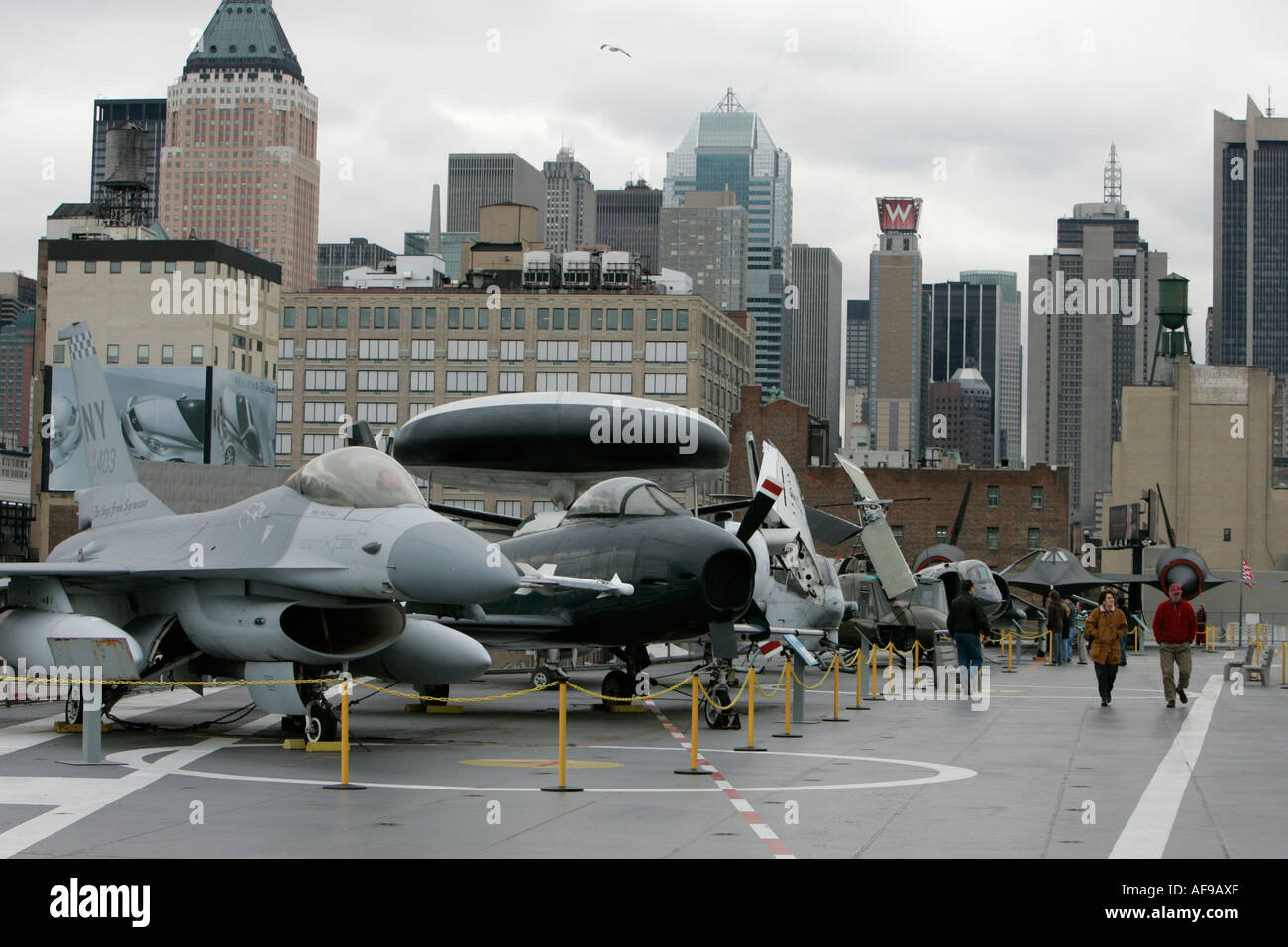 View of Manhattan from the flight deck of the USS Intrepid at the ...