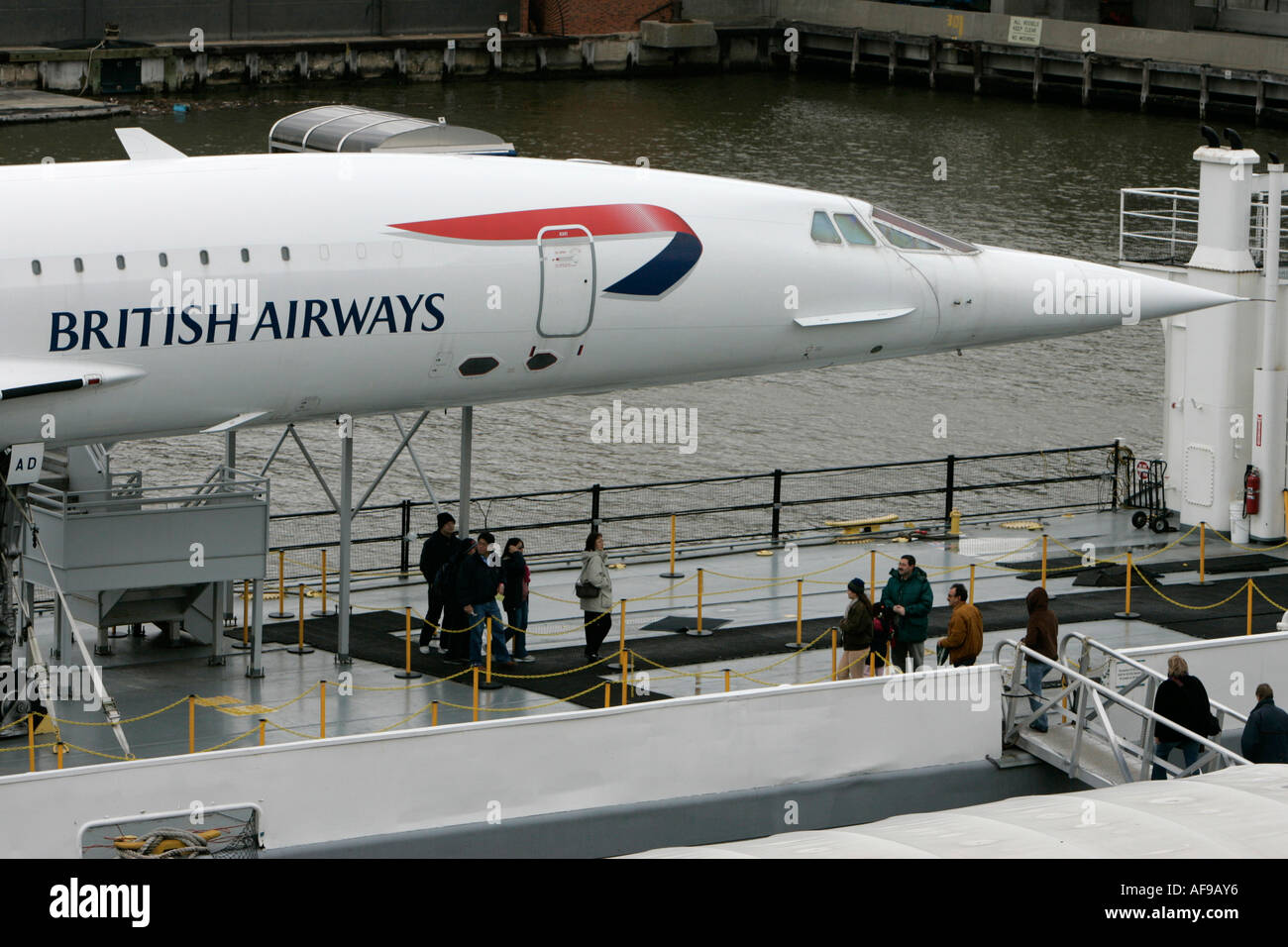 nose and barge of the British Airways Concorde exhibit at the Intrepid ...