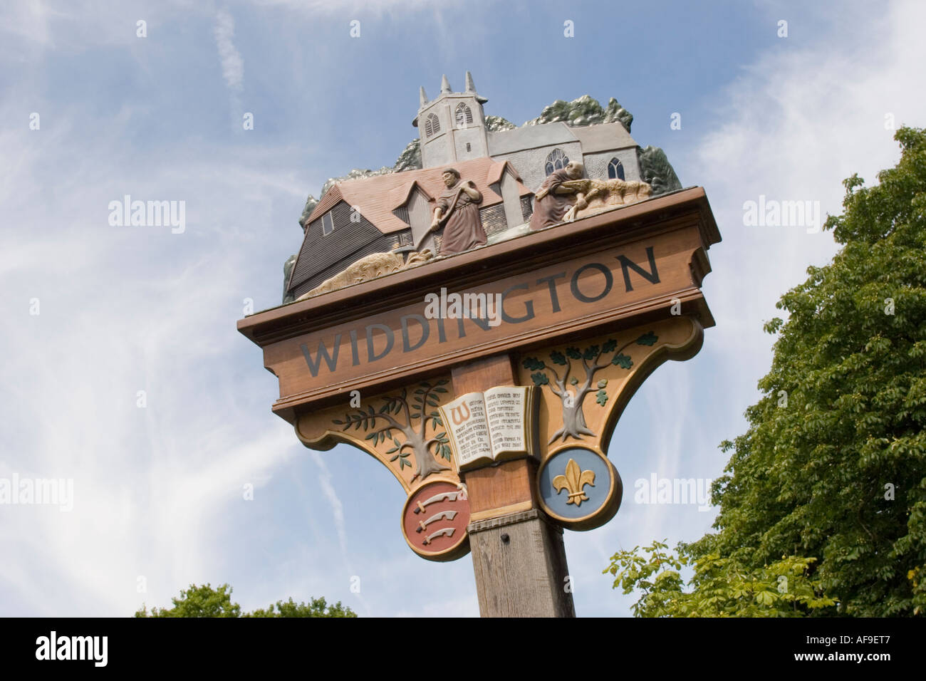 Widdington Essex - village sign Stock Photo - Alamy