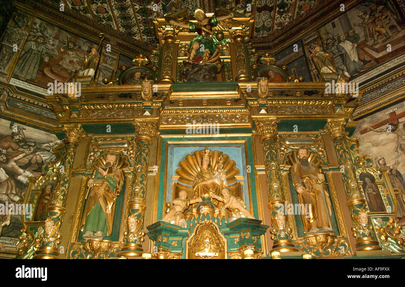 Main altar St. Michael's Archangel wooden church with a statue of St ...