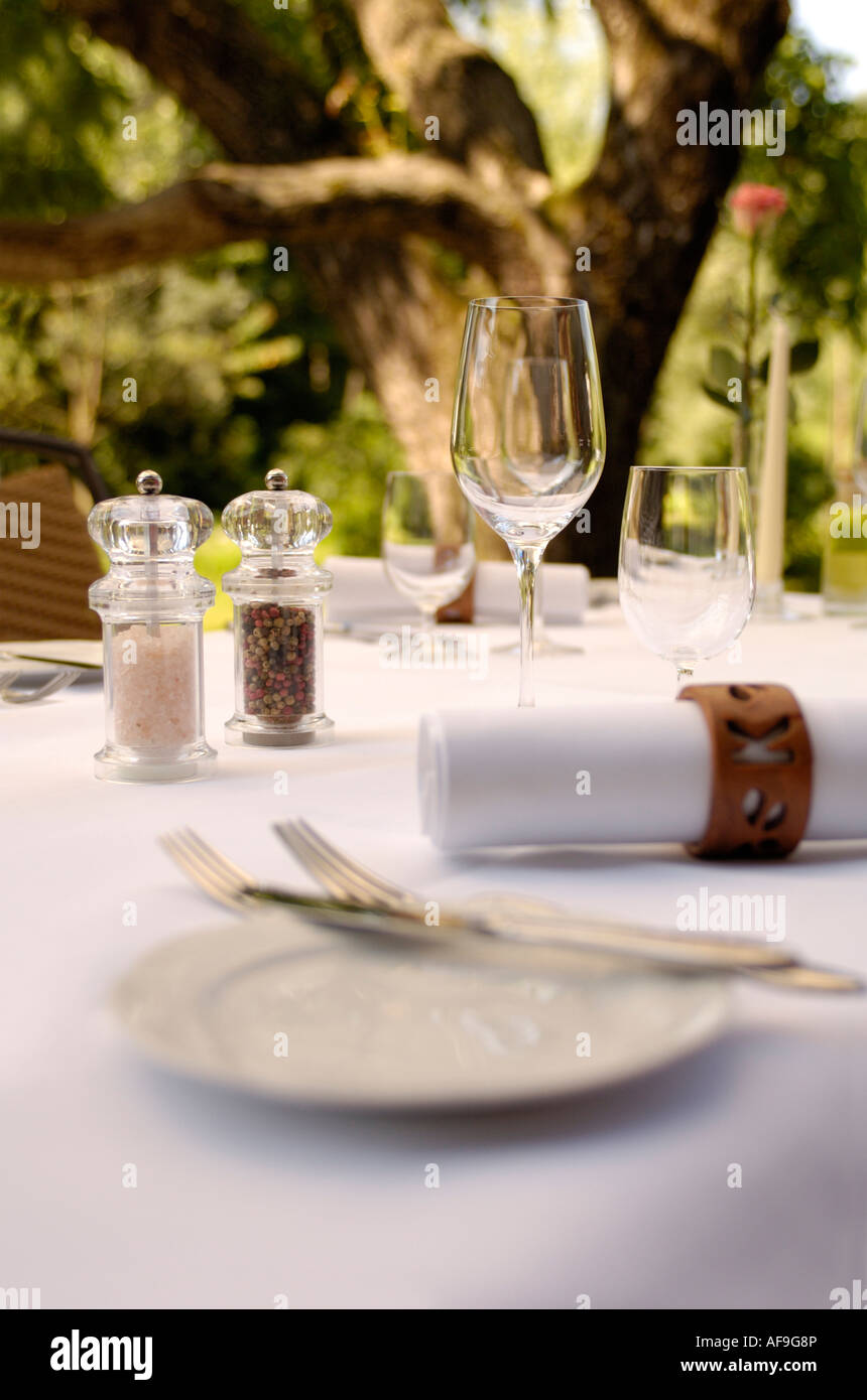 Laid table in a Restaurant Stock Photo - Alamy