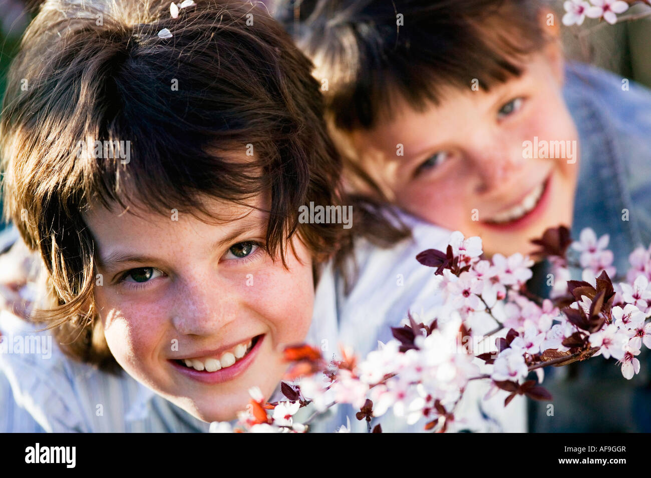 Two children outdoors, portrait Stock Photo - Alamy
