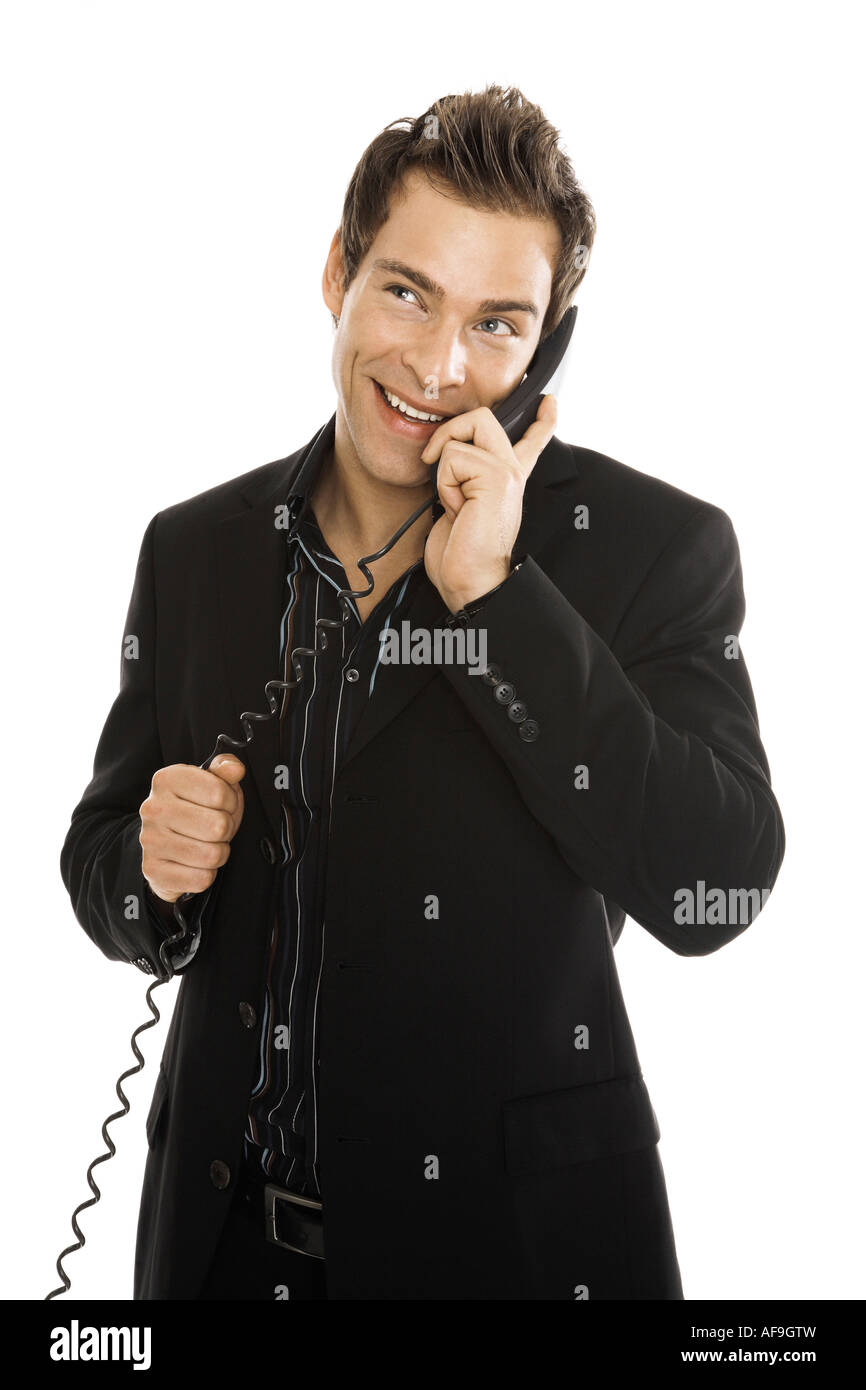 Young man using phone, close-up Stock Photo - Alamy