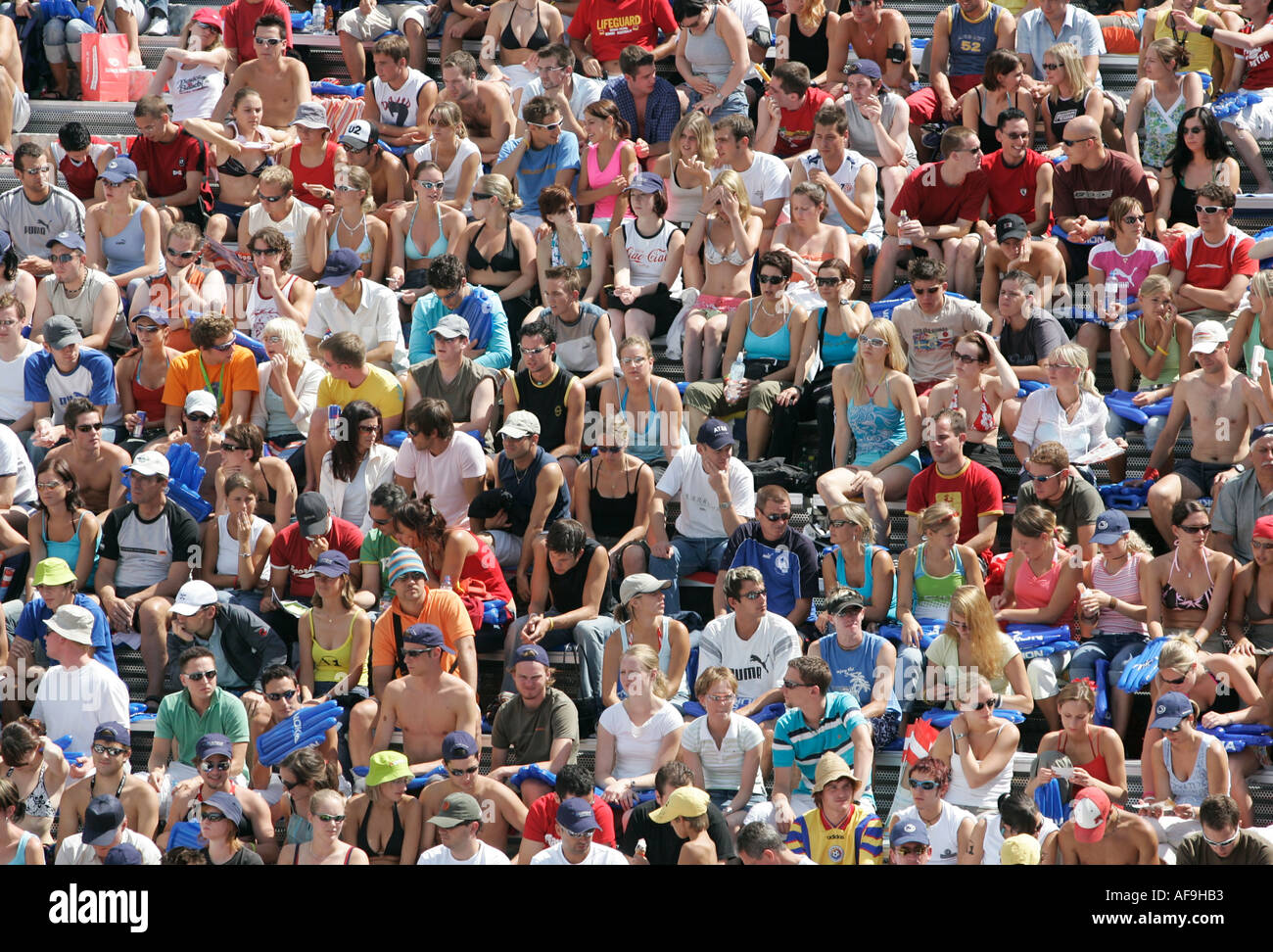 Spectators at Beachvolleyball tournament Stock Photo - Alamy