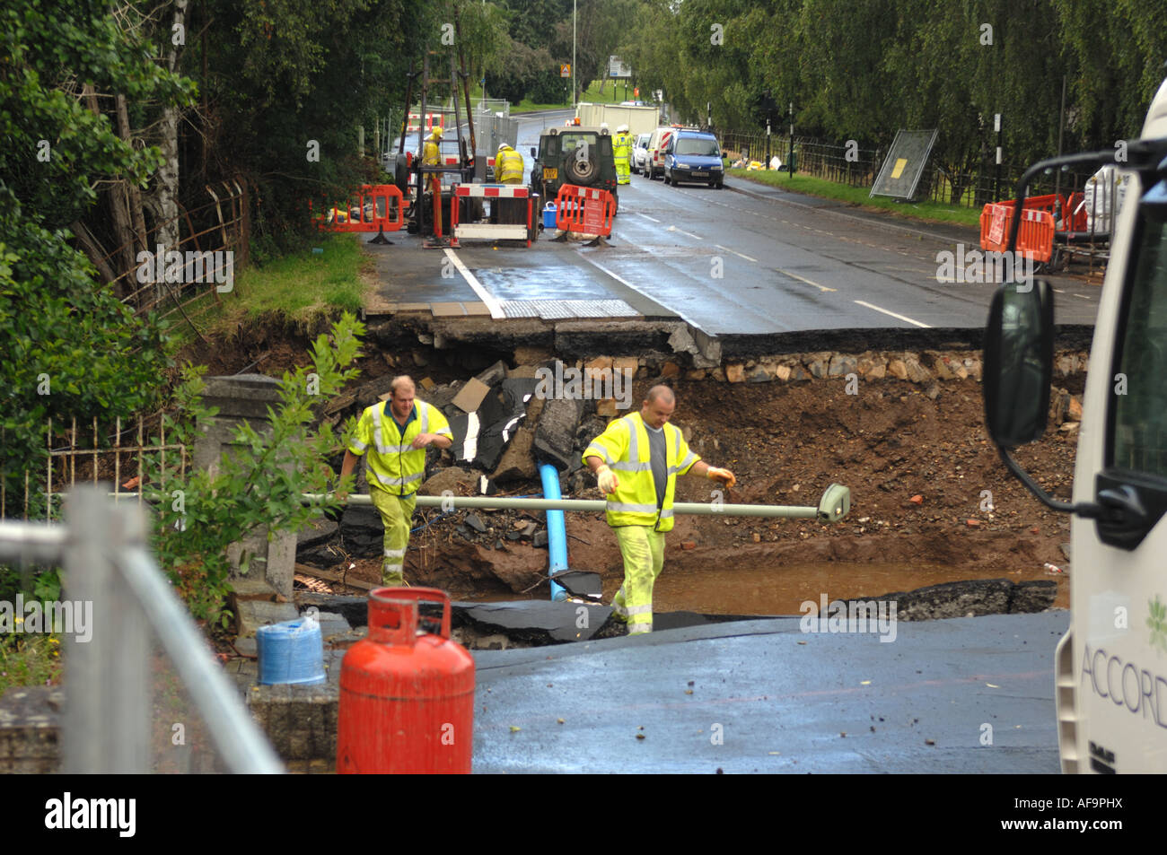 Road bridge in Ludlow washed away by flooding of the river Corve in ...