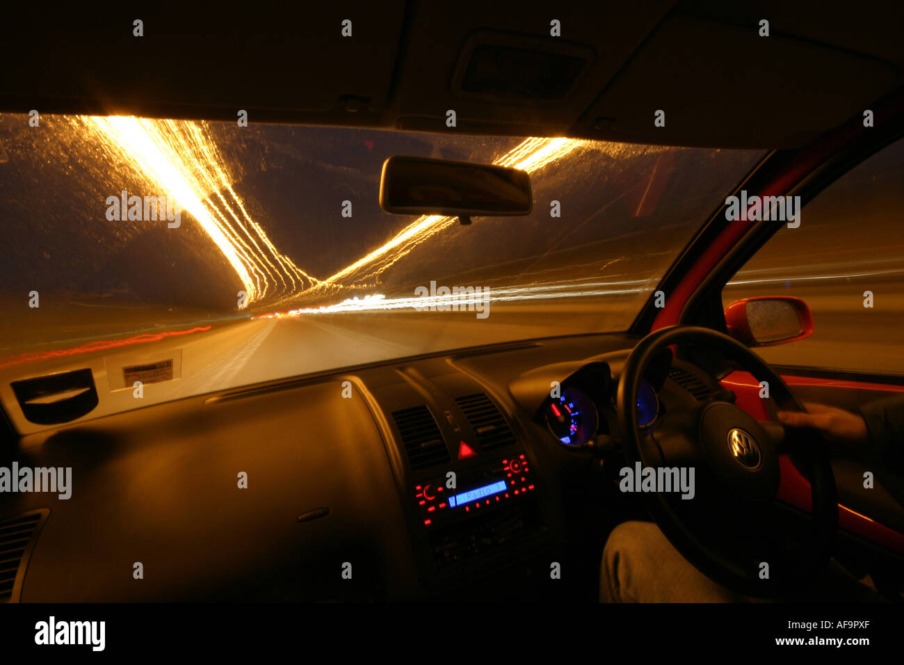A Stock Photograph of the Inside of a car driving in the night Stock ...