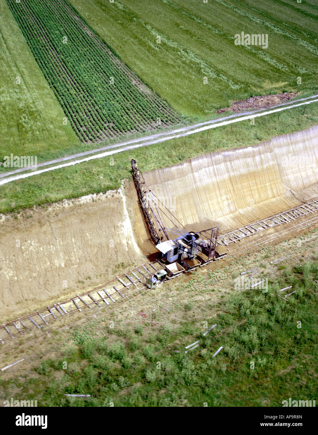 surface mining, digger with light railway, Germany Stock Photo - Alamy