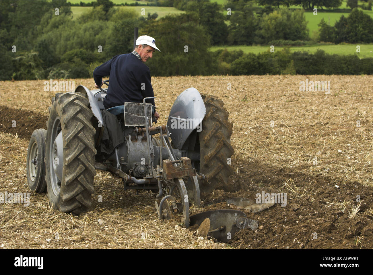 Classic tractor ploughing display Shoreham Heavy Horse Show Kent UK ...