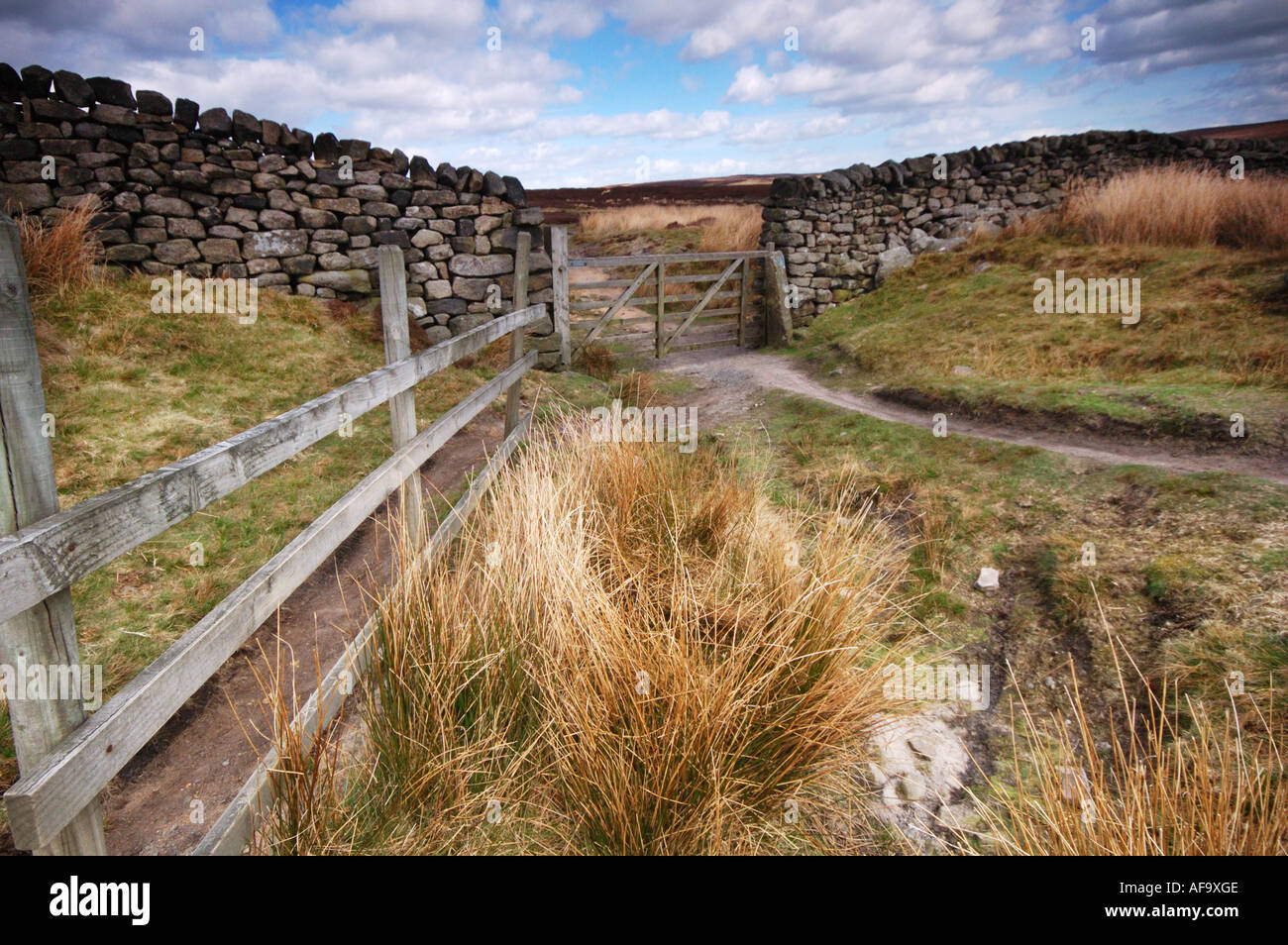 Gate on bridleway on Embsay Moor, Yorkshire Stock Photo - Alamy