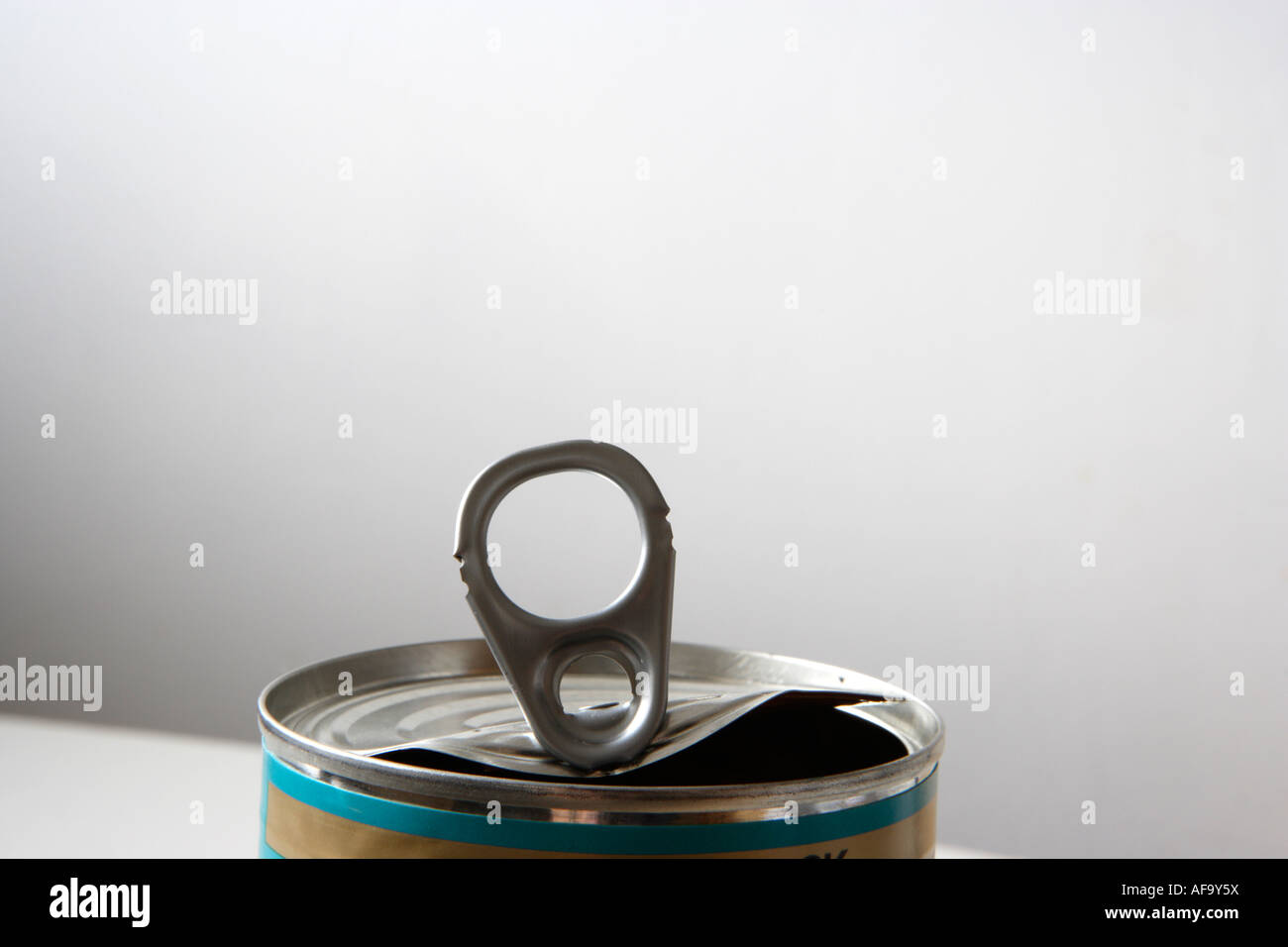Top of tin can with ring pull up Stock Photo - Alamy