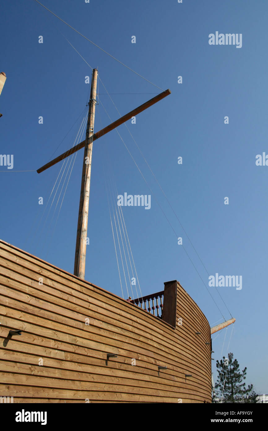 galleon cross mast on blue sky Stock Photo - Alamy