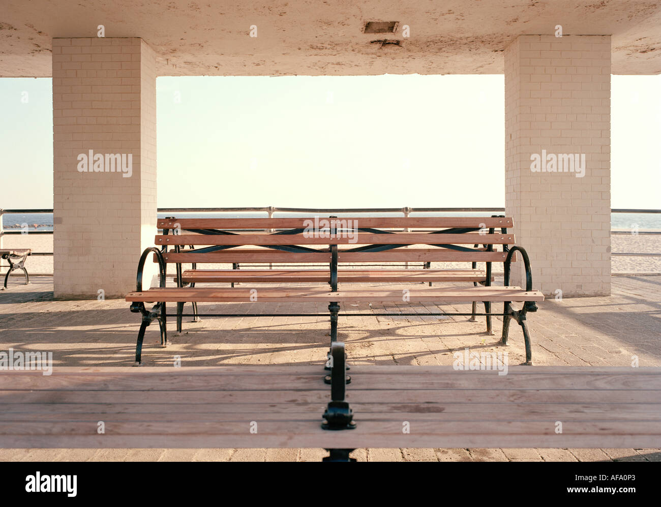 Bench on Boardwalk Stock Photo - Alamy