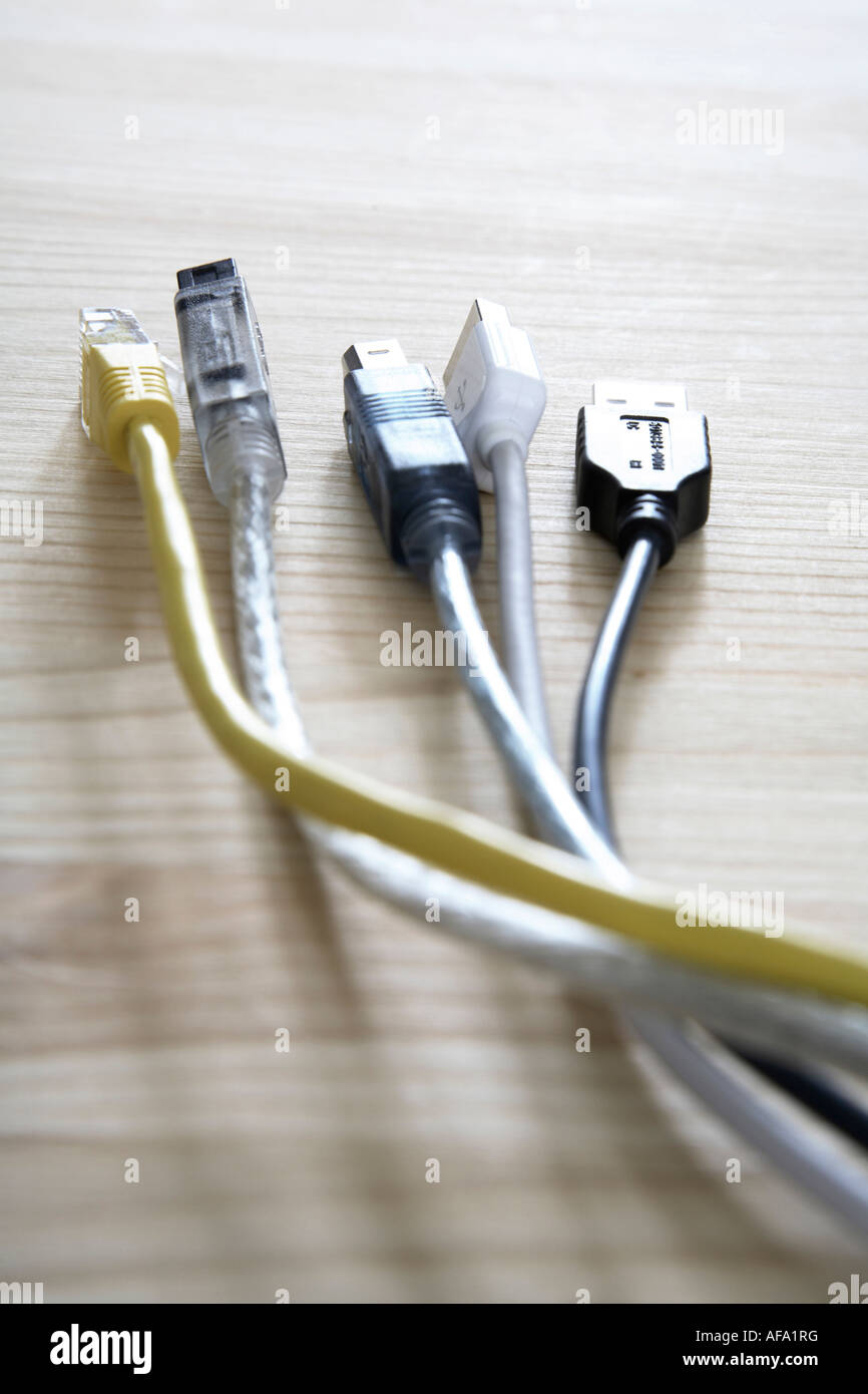 Computer cables, close-up Stock Photo - Alamy