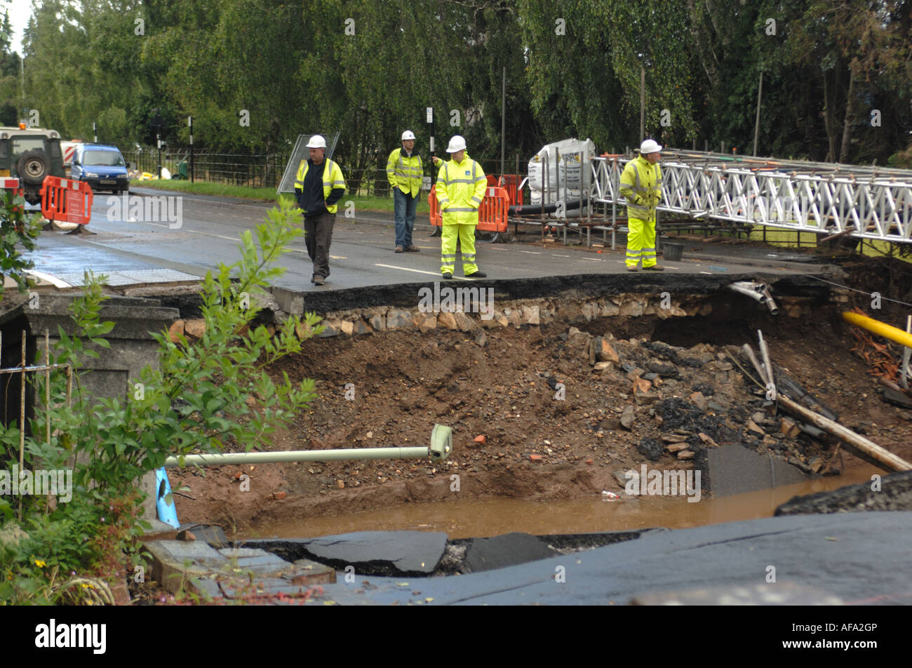 Road bridge in Ludlow washed away by flooding of the river Corve in ...