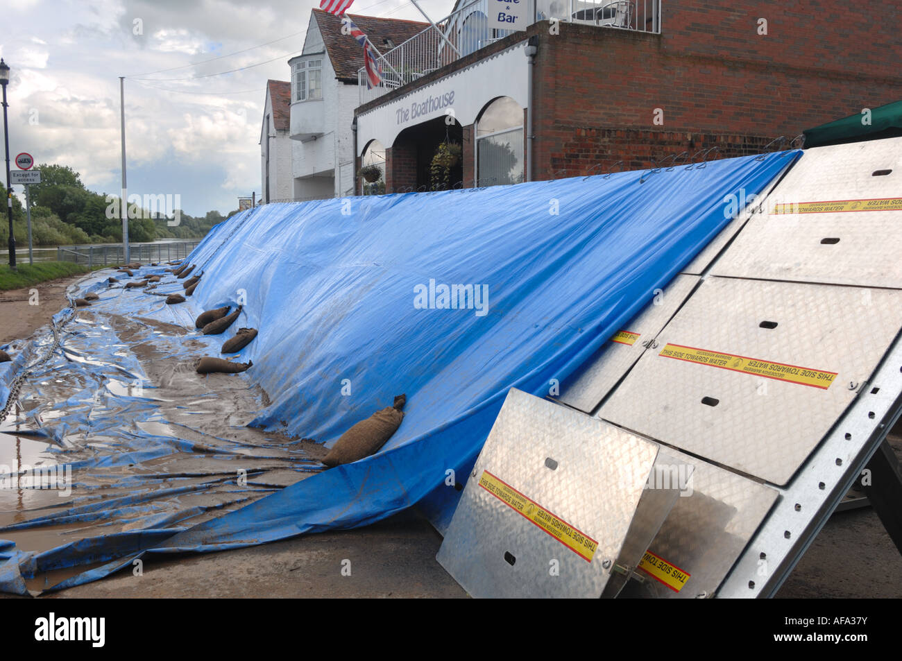 Flood Defenses In Place At Upton Upon Severn After Flooding In July