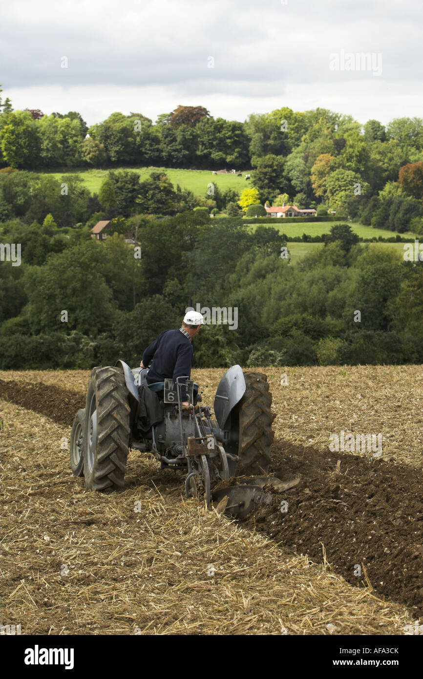 Classic tractor ploughing display Shoreham Heavy Horse Show Kent UK ...