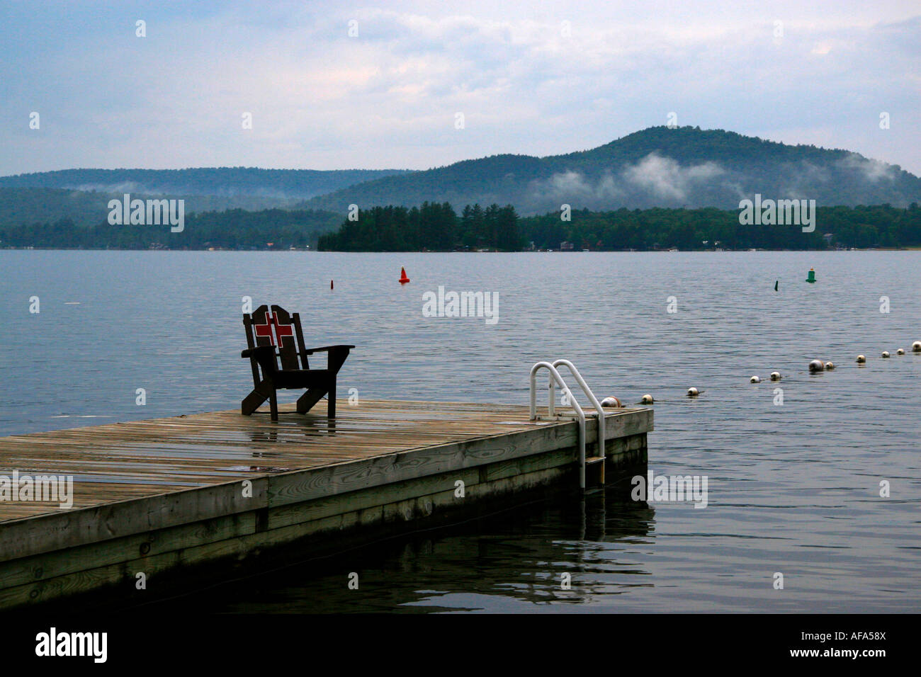 View of Fourth Lake from the town of Inlet, NY, USA in the Adirondack ...