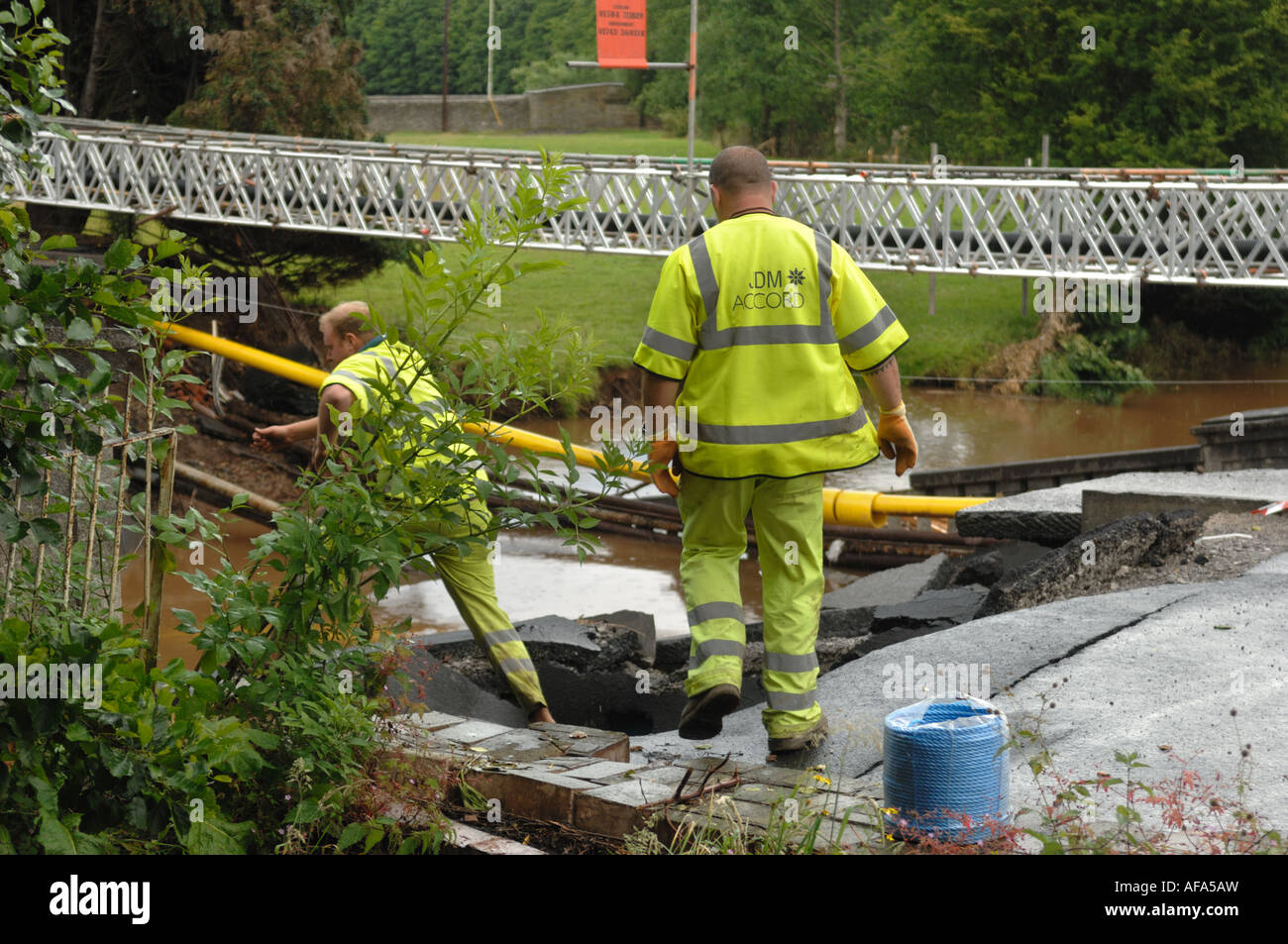 Road bridge in Ludlow washed away by flooding of the river Corve in ...