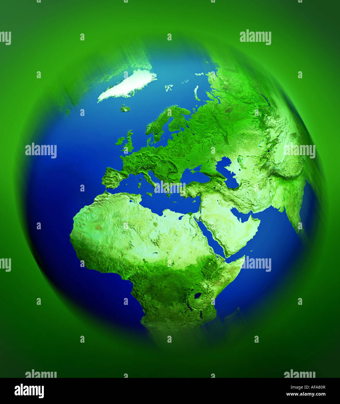 3d concept illustration of Earth against green background Stock Photo ...