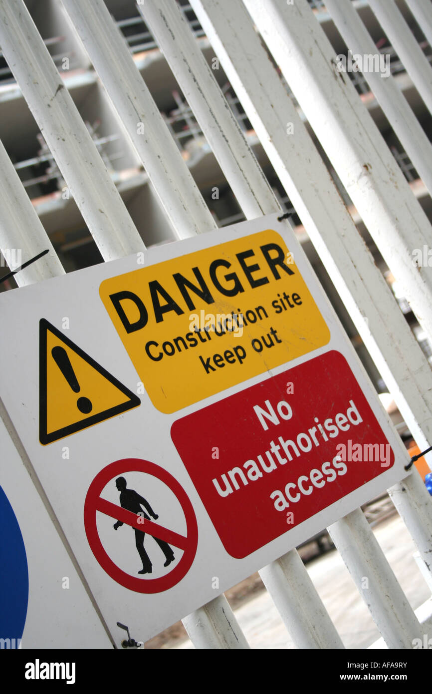 Danger Construction Site Warning Sign Stock Photo - Alamy