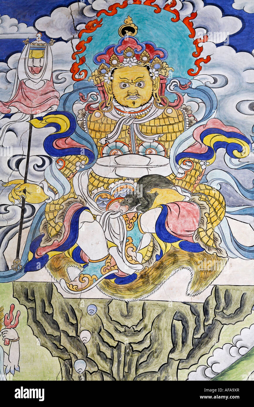 Wall painting inside Hemis Gompa buddhist monastery in Ladakh India ...