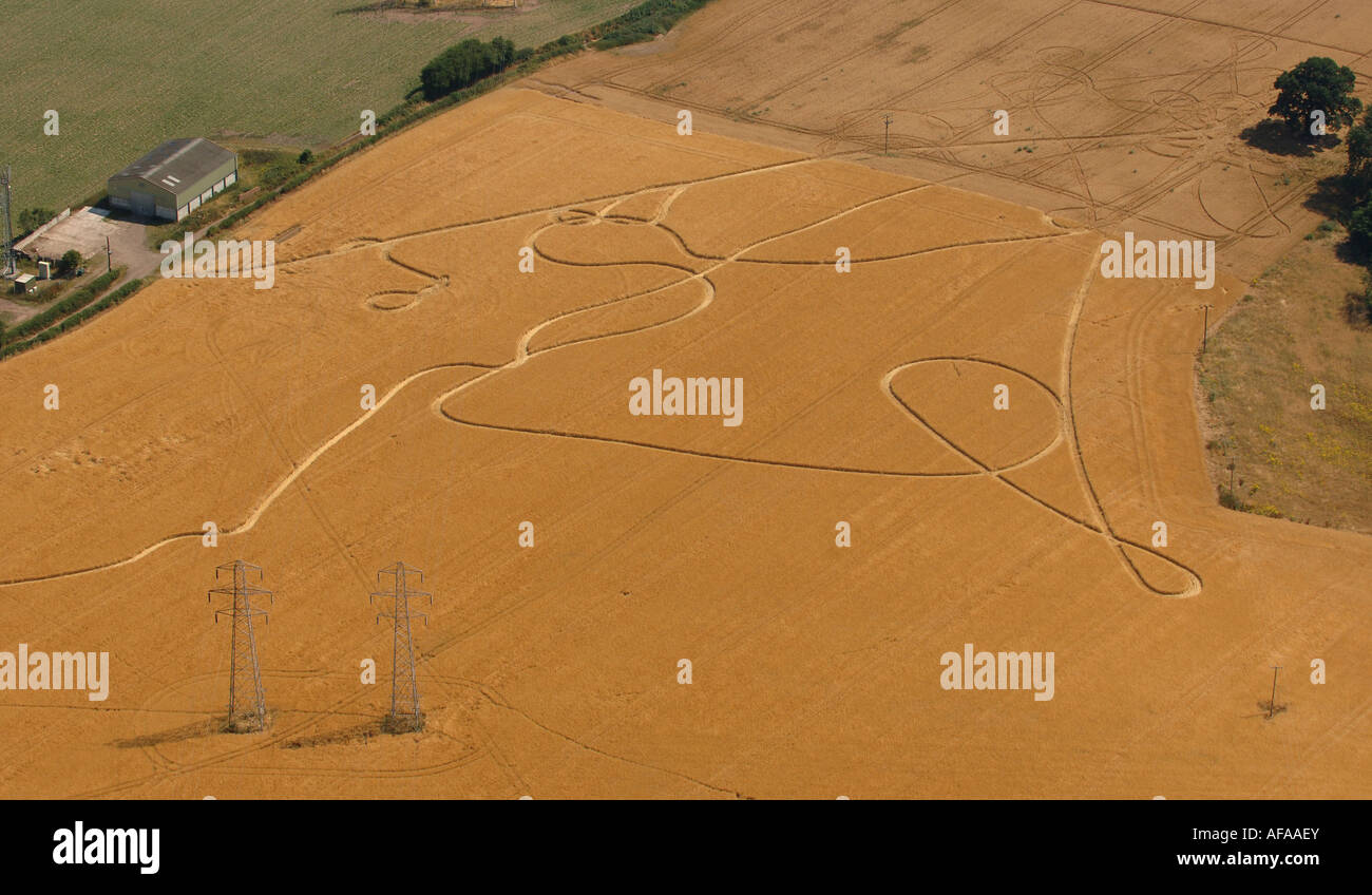 Aerial view of crop marking in England Stock Photo - Alamy