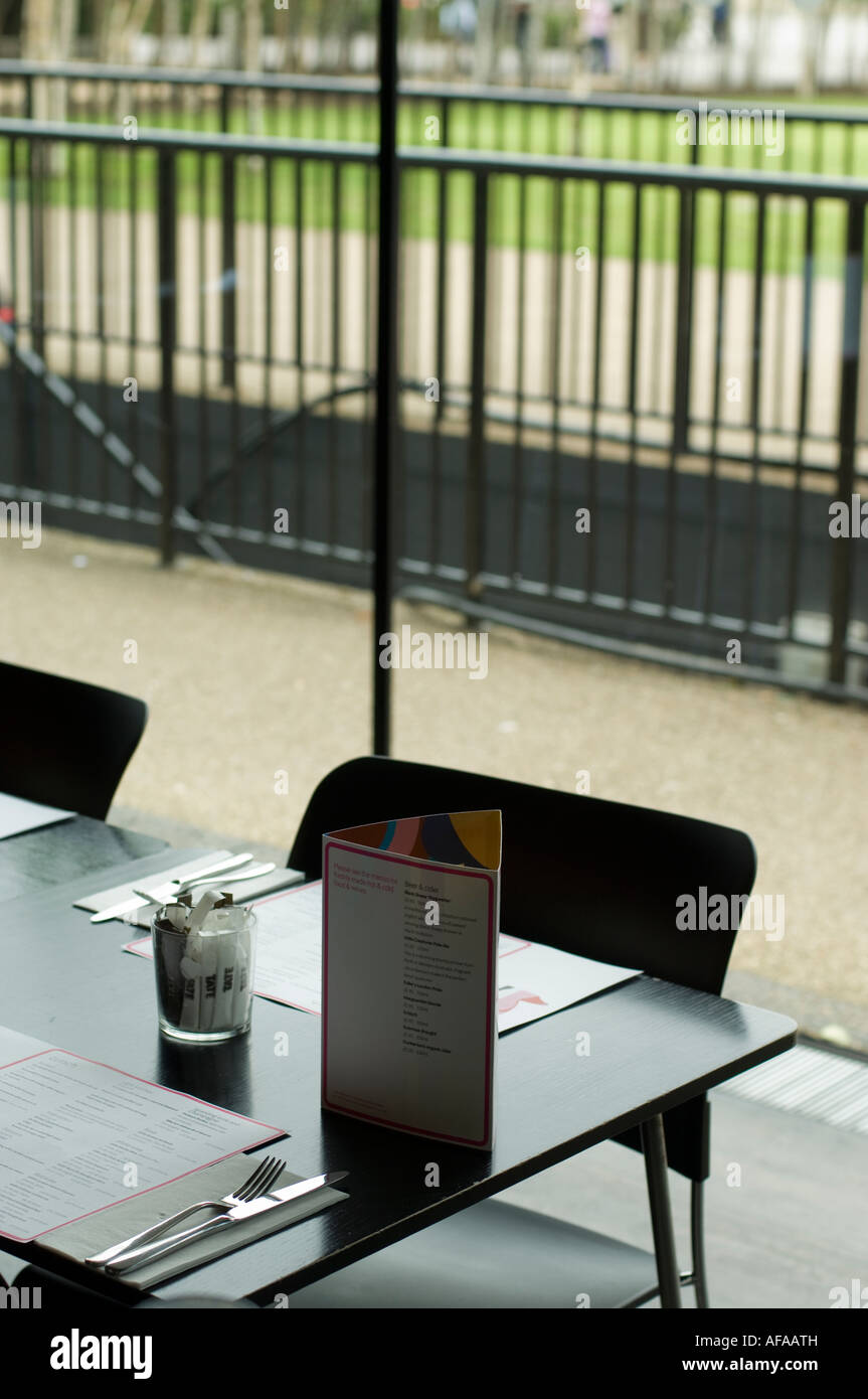 Table set for lunch in modern Cafe Stock Photo - Alamy