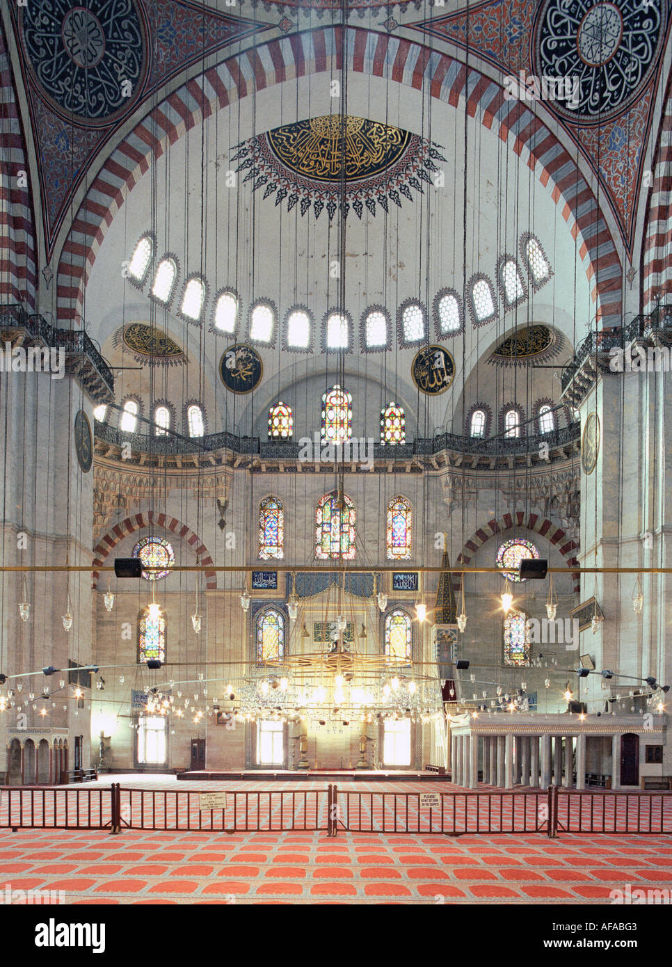 Interior, Mosque of Sultan Suleyman the Magnificent, Istanbul, Turkey ...