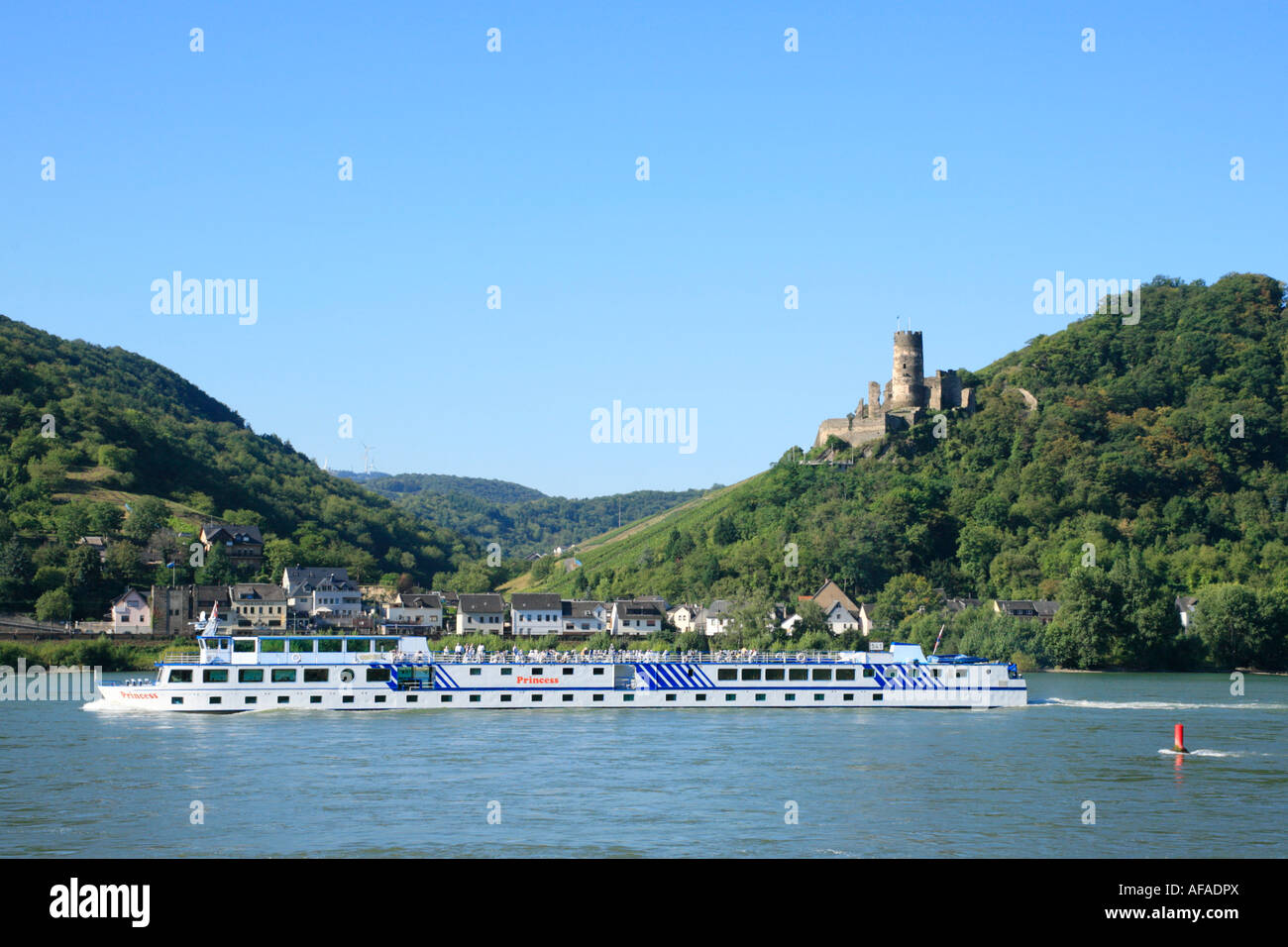 Rheindiebach and Furstenberg Castle in the River Rhine Valley in ...