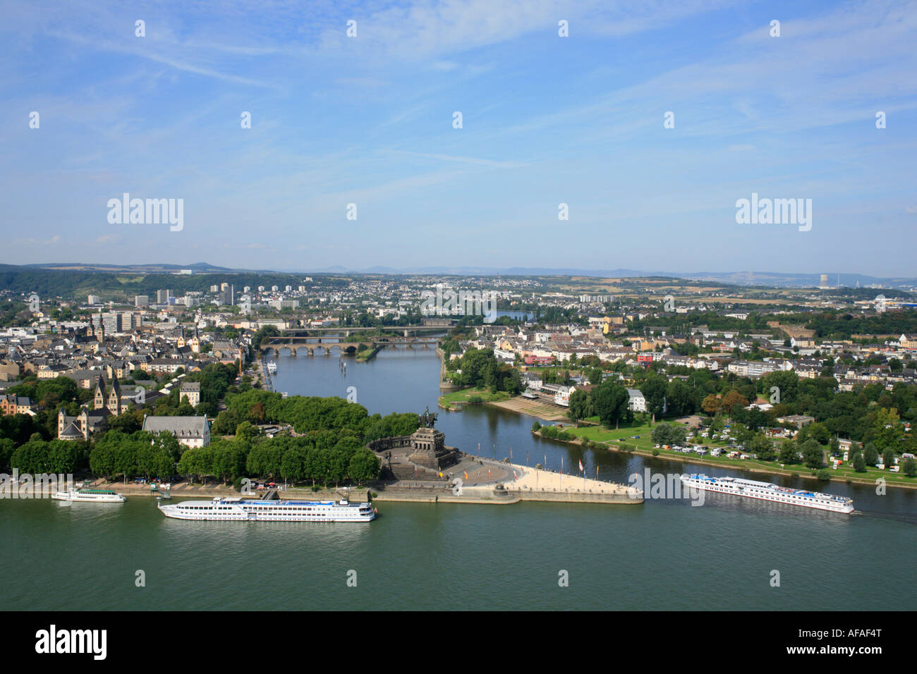 German Corner (Deutsches Eck) in Koblenz in Germany seen from ...