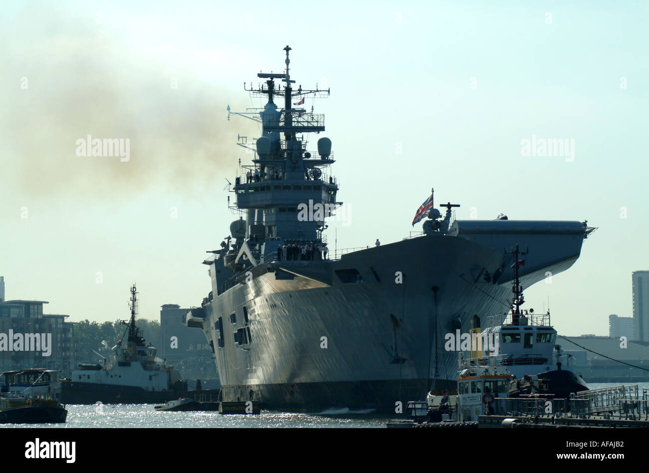 Royal Navy aircraft carrier HMS Invincible at Greenwich Stock Photo - Alamy