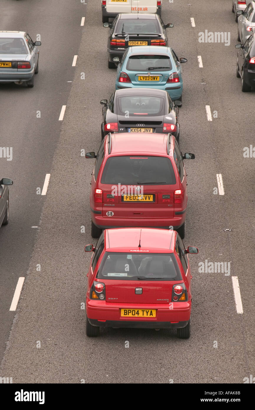a tailback of cars on the M1 motorway at Kegworth Leicestershire Stock ...