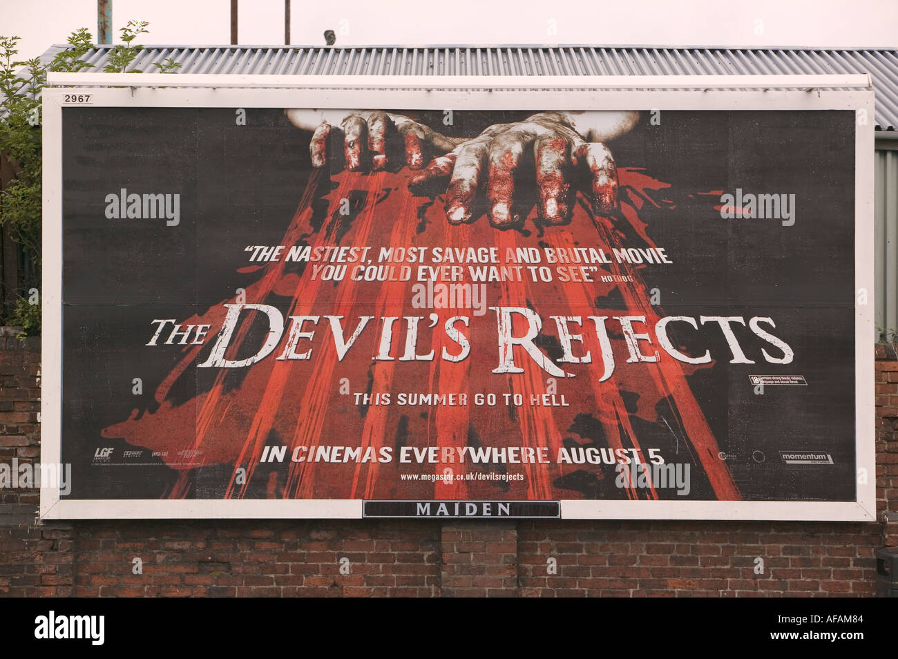 An advertising hoardings board advertising a horror film Stock Photo ...