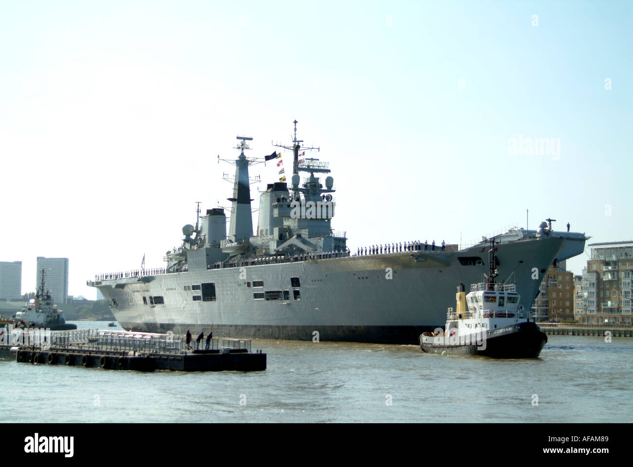 Royal Navy aircraft carrier HMS Invincible at Greenwich Stock Photo - Alamy