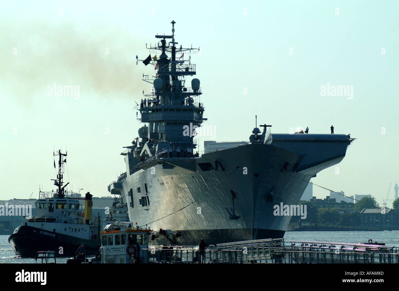 Royal Navy aircraft carrier HMS Invincible at Greenwich Stock Photo - Alamy
