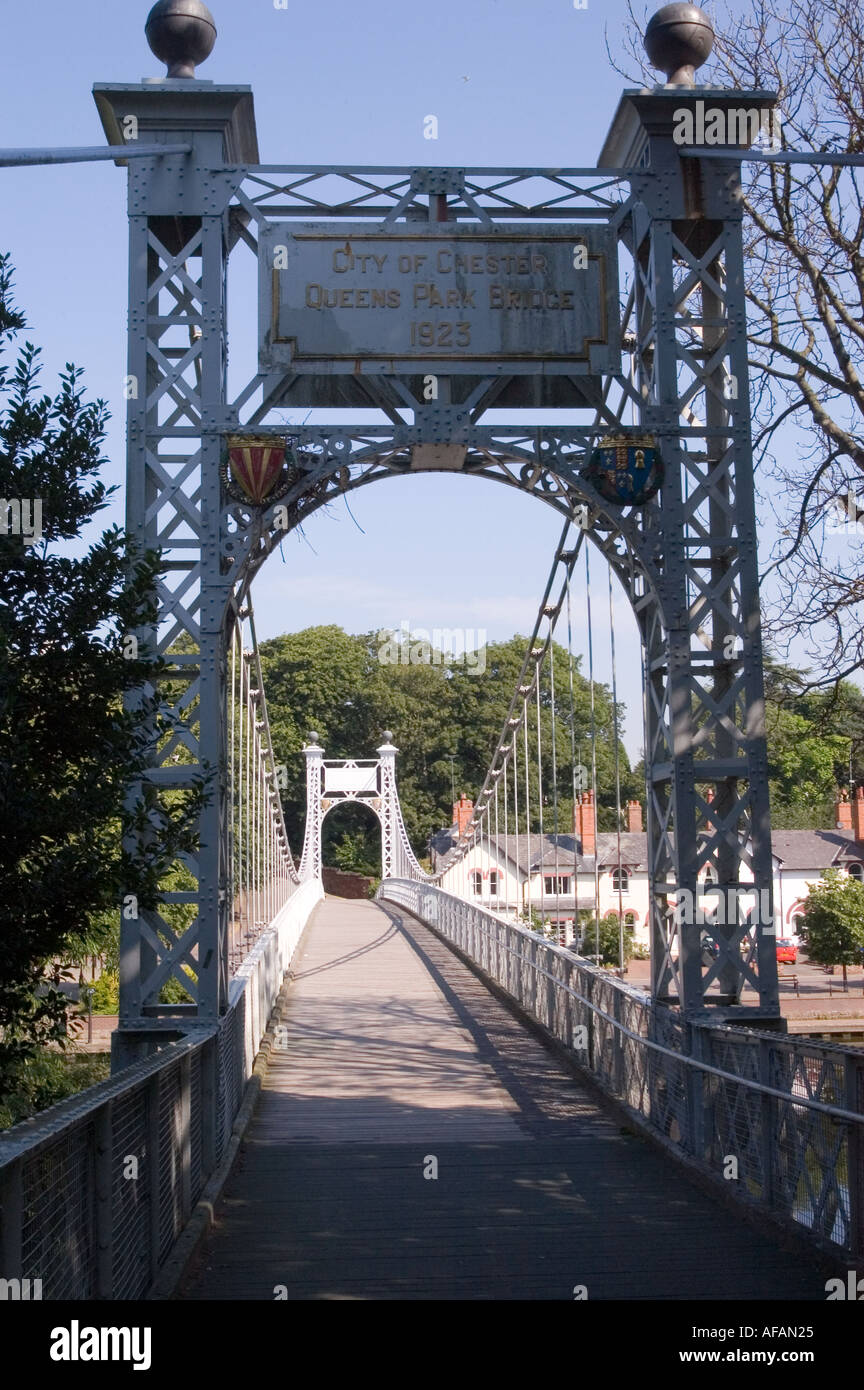 The Queens Park footbridge crossing the river Dee at Chester Stock ...