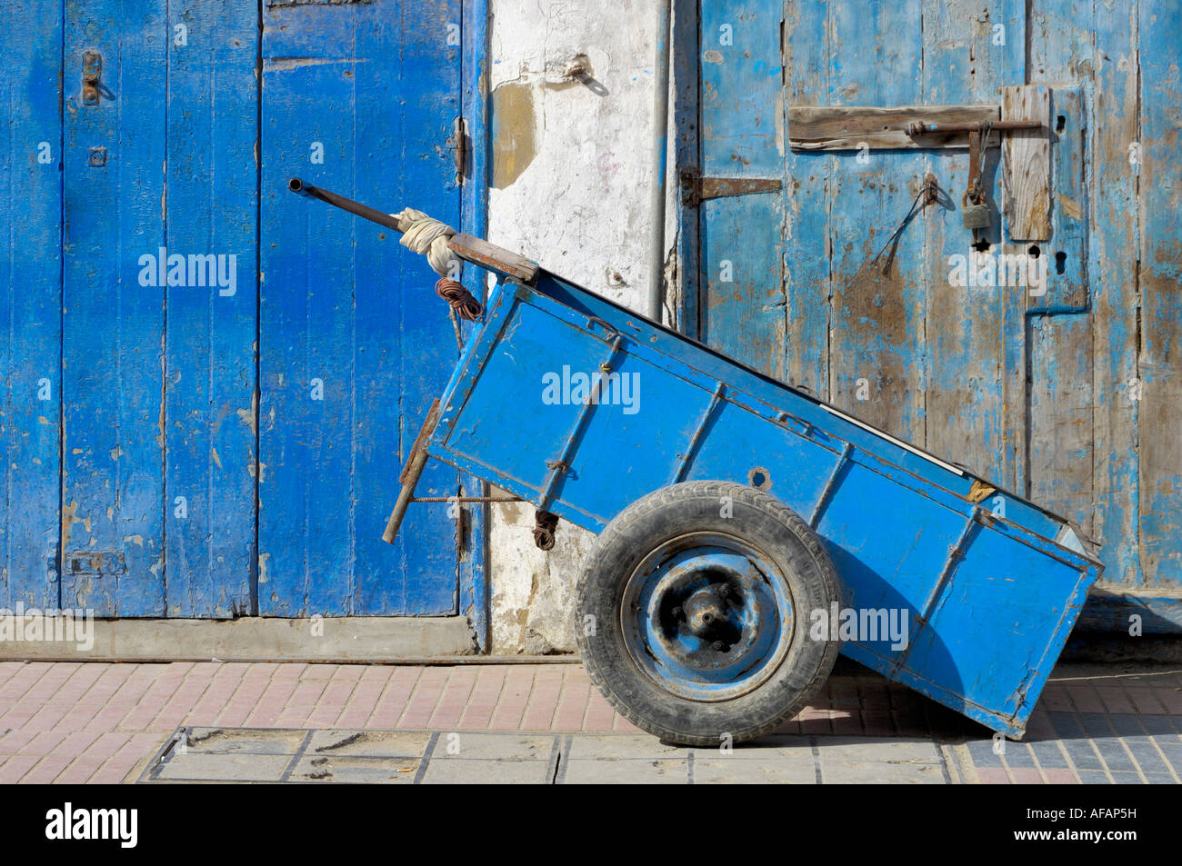 Blue porter cart Essaouira Morocco North Africa Stock Photo - Alamy