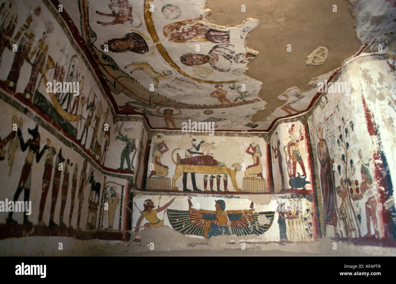 Egypt Bahariya Oasis Western desert fresco in underground tomb Stock ...
