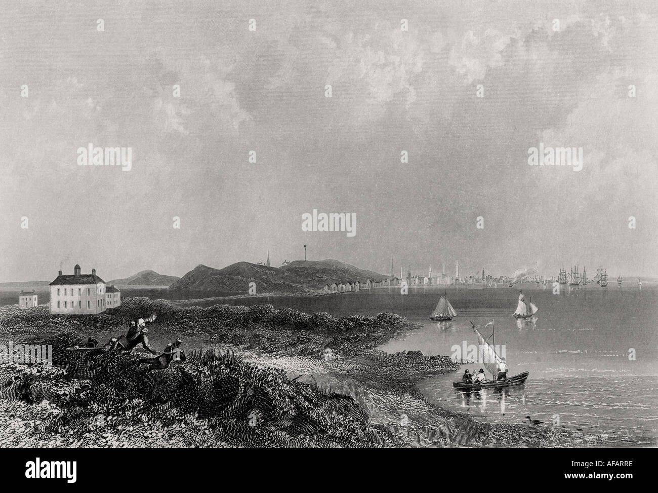 Boston, Massachusetts, USA in 1774, seen from Dorchester Heights. From ...