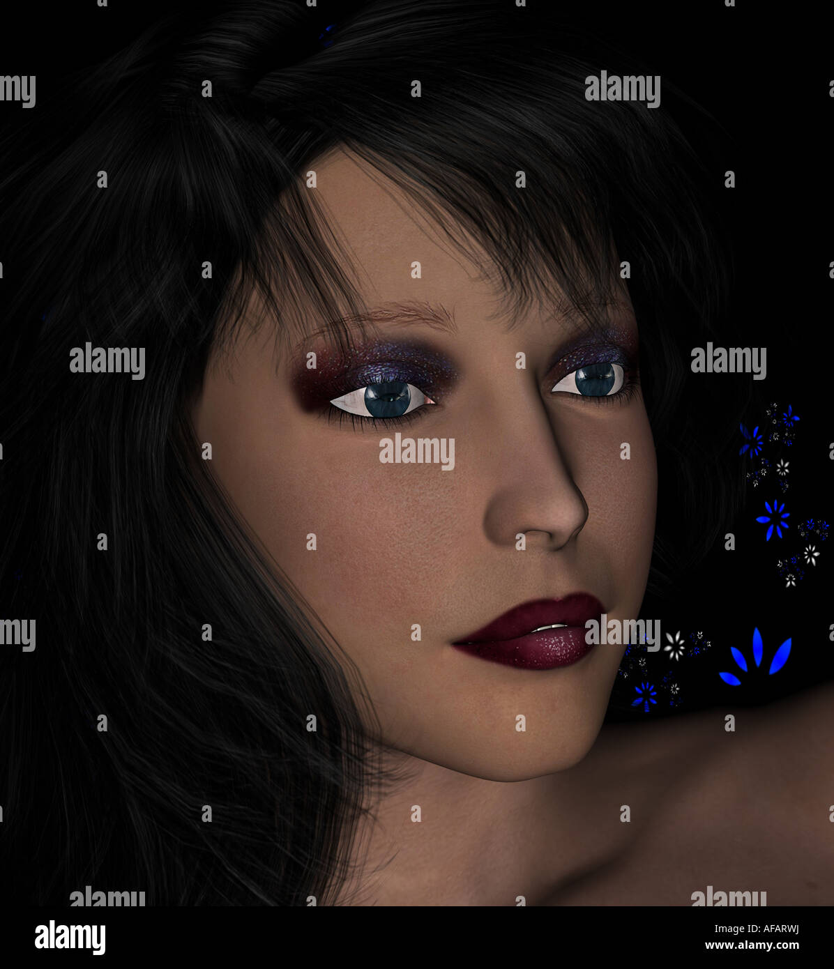 3d rendered image of a brunette in dramatic makeup Stock Photo - Alamy