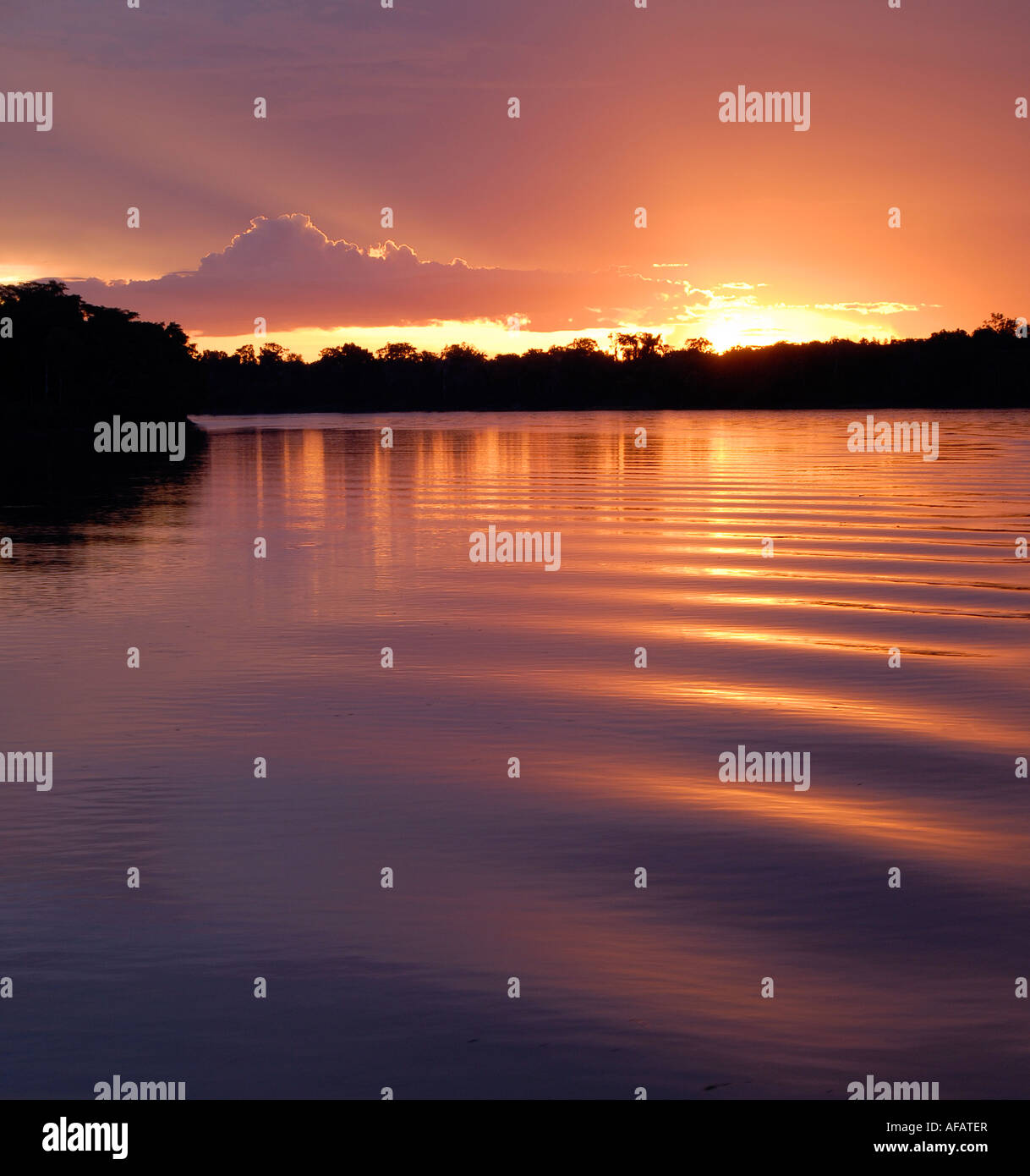 Sunset on the Amazon river Stock Photo - Alamy