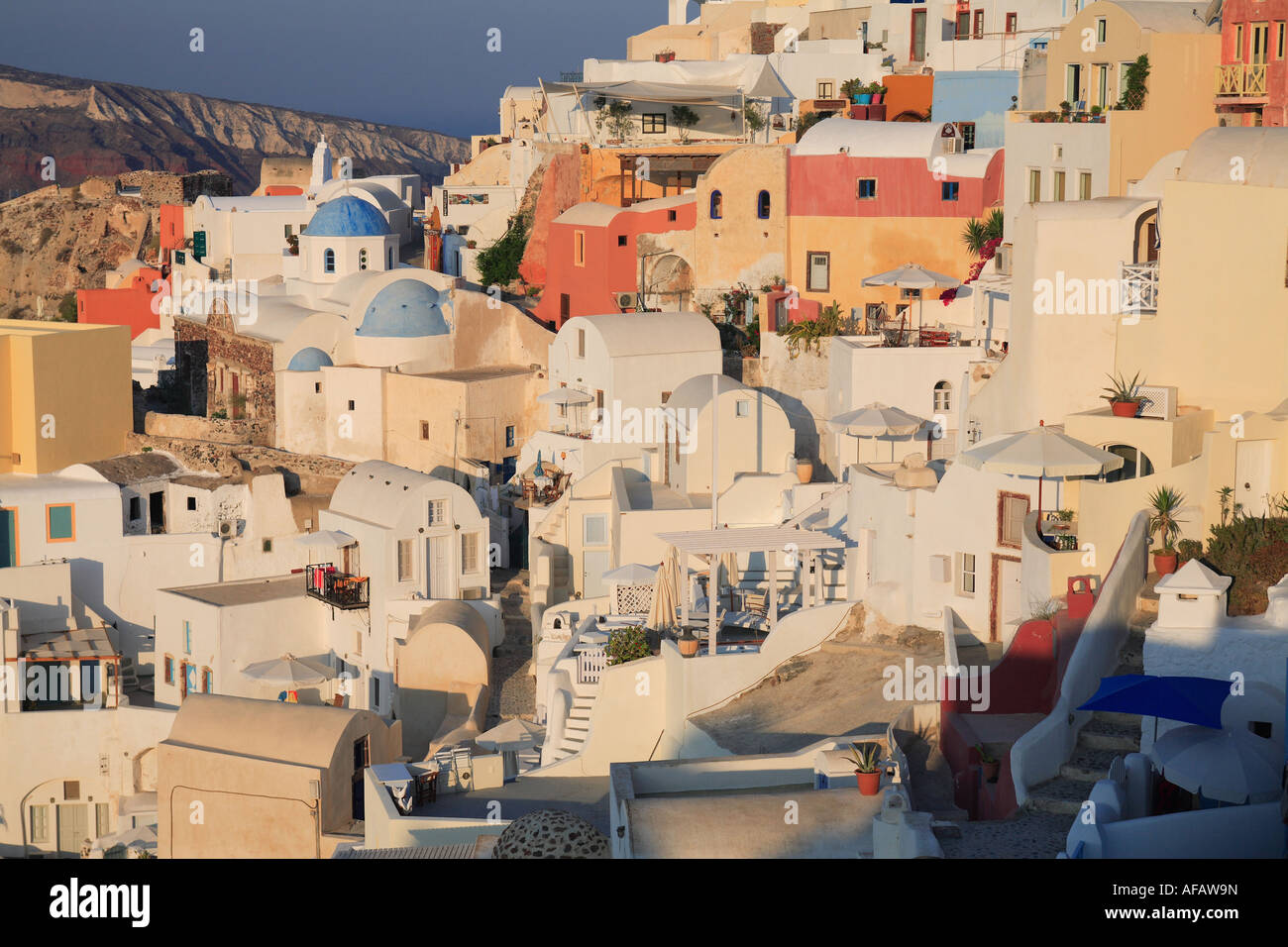 very colorful greek hillside village of oia, santorini Stock Photo - Alamy