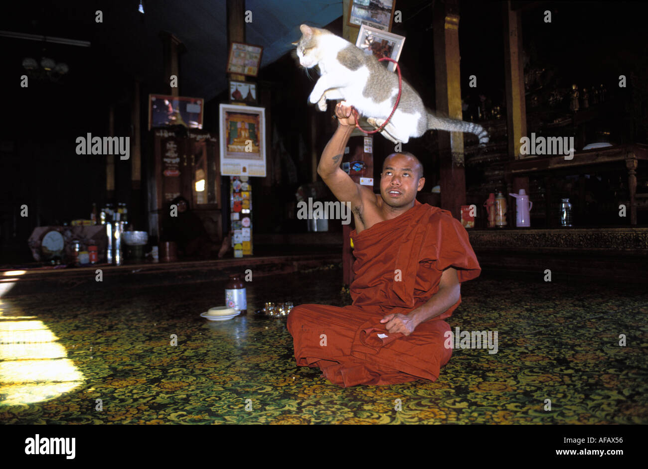 Inle monks in monastery Stock Photo - Alamy