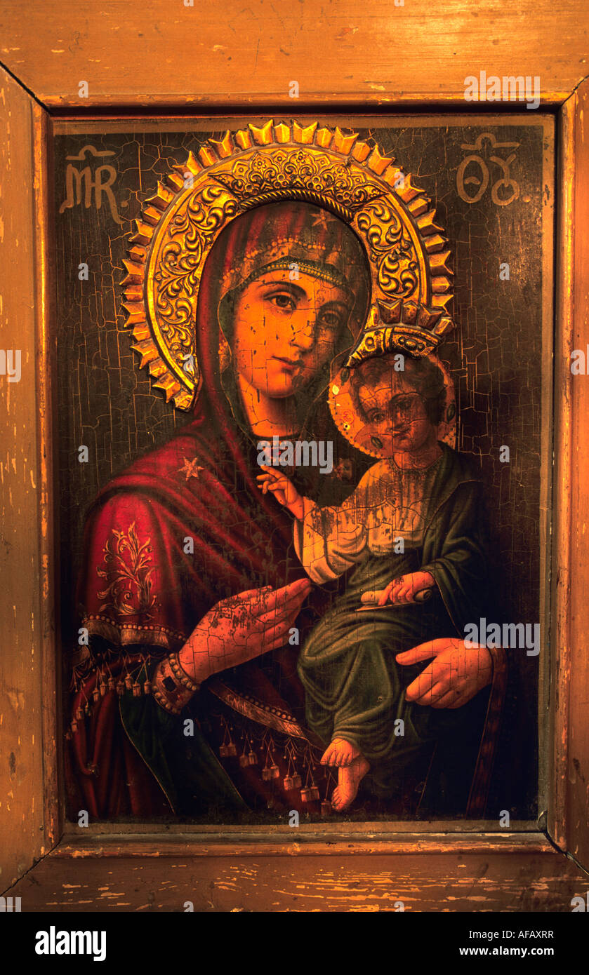 Egypt Cairo, Coptic Cairo, Icon of Maria and Jesus in Convent of Sint ...