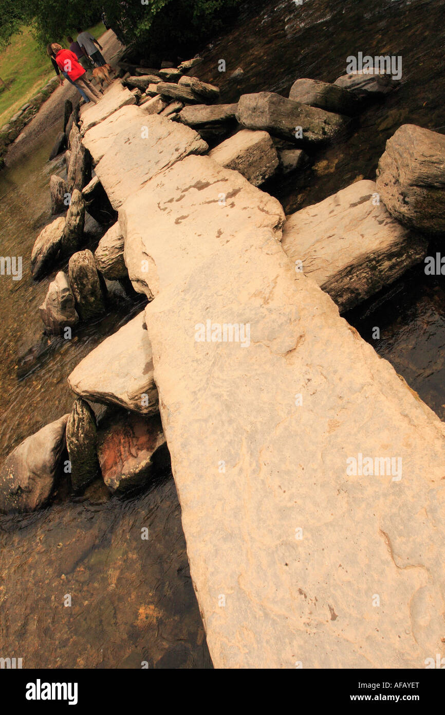 Tarr Steps ancient stone clapper bridge across the River Barle in ...